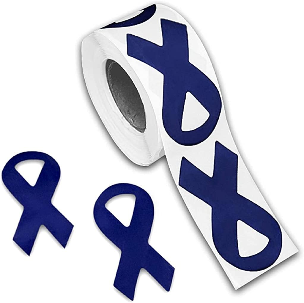 Amazon.com: Dark Blue Ribbon Shaped Stickers – Dark Blue Awareness ...