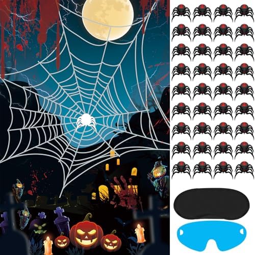 Amazon.com: OurWarm Halloween Party Games Kids Pin The Spider On The ...
