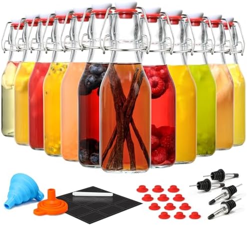 Amazon.com: 12 Pack 8.5oz Flip Top Glass Bottles, Swing Top Beer ...