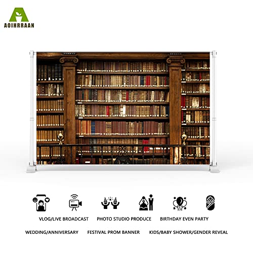Aoihrraan 3x2m Vintage Bookshelf Backdrop School Library Retro Bookcase ...