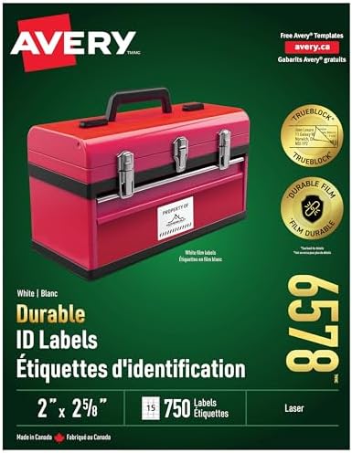 Avery Durable ID Labels with TrueBlock Technology for Laser Printers, 2 ...