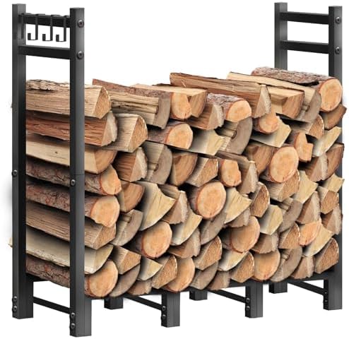Amazon.com: Abkshine Heavy Duty Firewood Rack Outdoor, 3.7FT Elegant ...