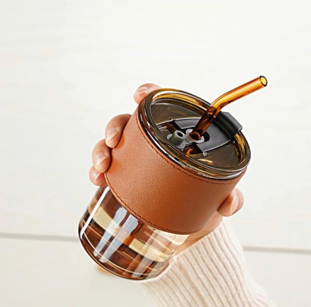 Buy Grip Coffee Cup Sipper Glass with Straw Mug with Straw Coffee Cup ...