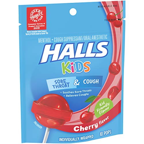 10 Pops, HALLS KIDS Cherry Cough and Sore Throat Pops -$2.49(37% Off ...