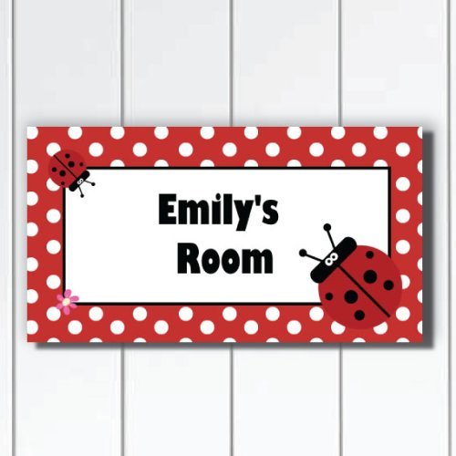 Amazon.com: Red Polka Dot Ladybug Girls Bedroom Door Sign Plaque with ...