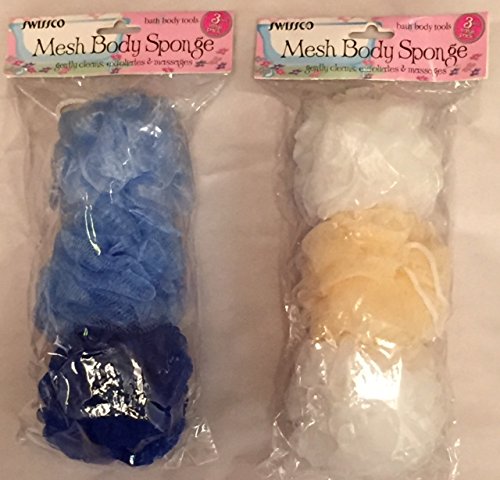 Amazon.com : Swissco 3 Piece Value Pack Mesh Sponge : Bath Sponges ...