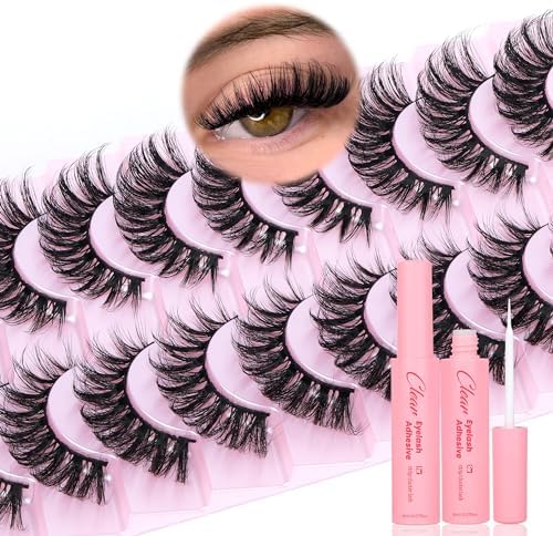 Amazon.com: TOOCHUNAG Fluffy False Eyelashes D Curl Russian Strip ...