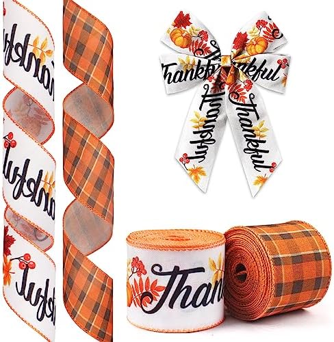 Amazon.com: Hying 2 Rolls Fall Ribbons for Wreath Bows Wrapping Gifts ...