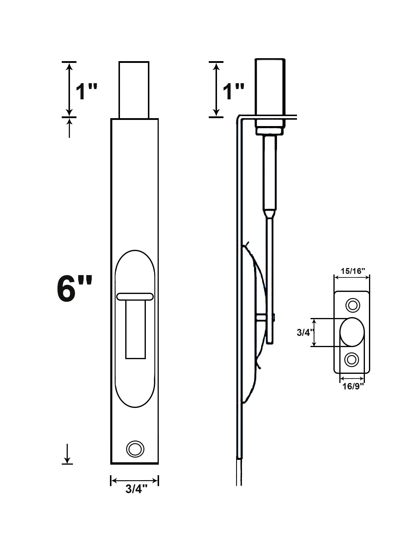 Snapklik.com : Solid Brass Flush Bolt, 6, Solid Brass, Square, Matte Black, Made In Taiwan, 1 Pack