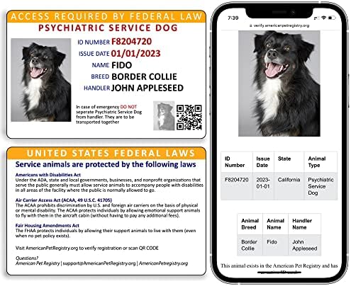 Amazon.com: American Pet Registry Custom Psychiatric Service Dog ID ...