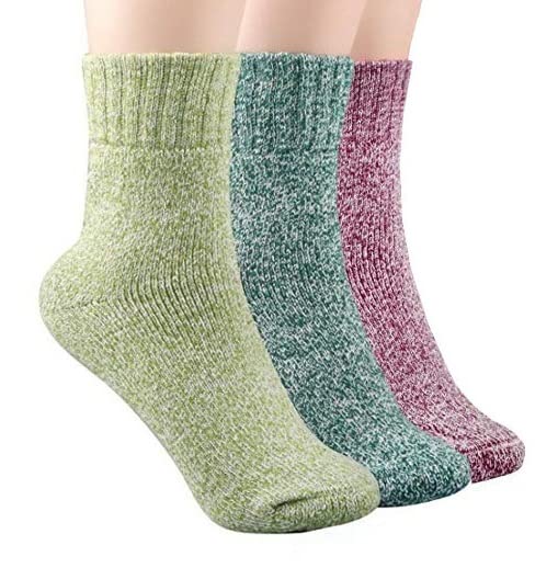 Alexvyan 3 Pair Soft & Woolen Cozy Knitted Winter Thick Warm Stretchy ...