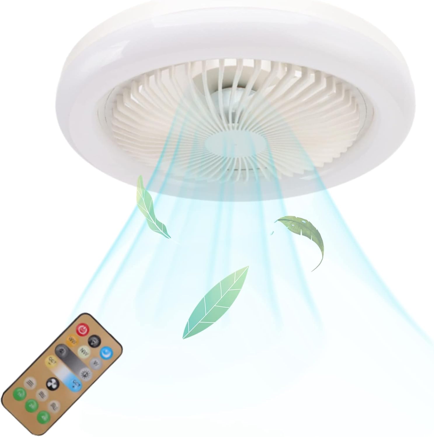 Amazon.com: Socket Fan Ceiling Fan With Light, Portable 3 Wind Speeds ...