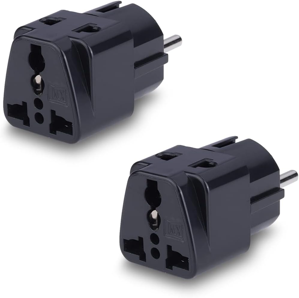 MX Europe Travel Adapter, India to Europe (Schuko) Plug- 2 Way 3 Pin ...