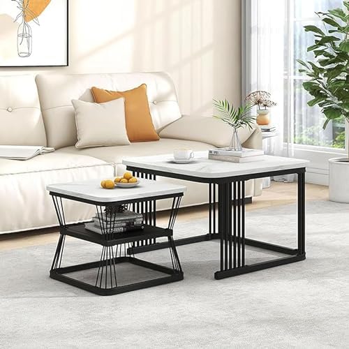 CROWN ART SHOPPEE Square Side Table Set of Stackable Tea or Coffee ...