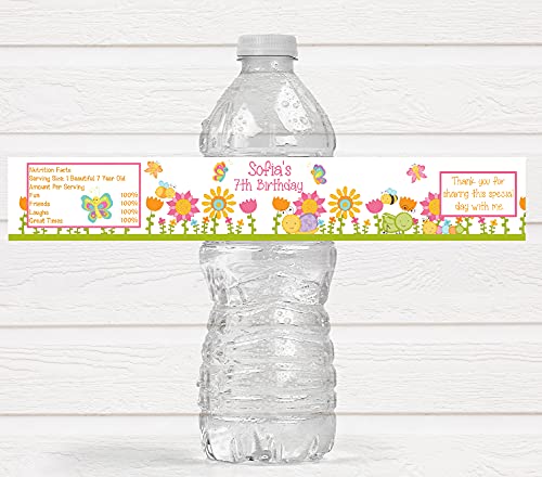 Amazon.com: Personalized Garden Party Spring Water Bottle Labels ...