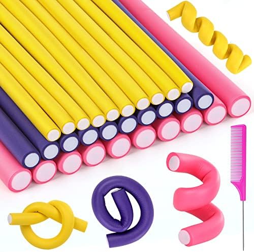 Amazon.com : 30Pcs 9.45" Flexible Curling Rods No Heat Hair Rollers ...