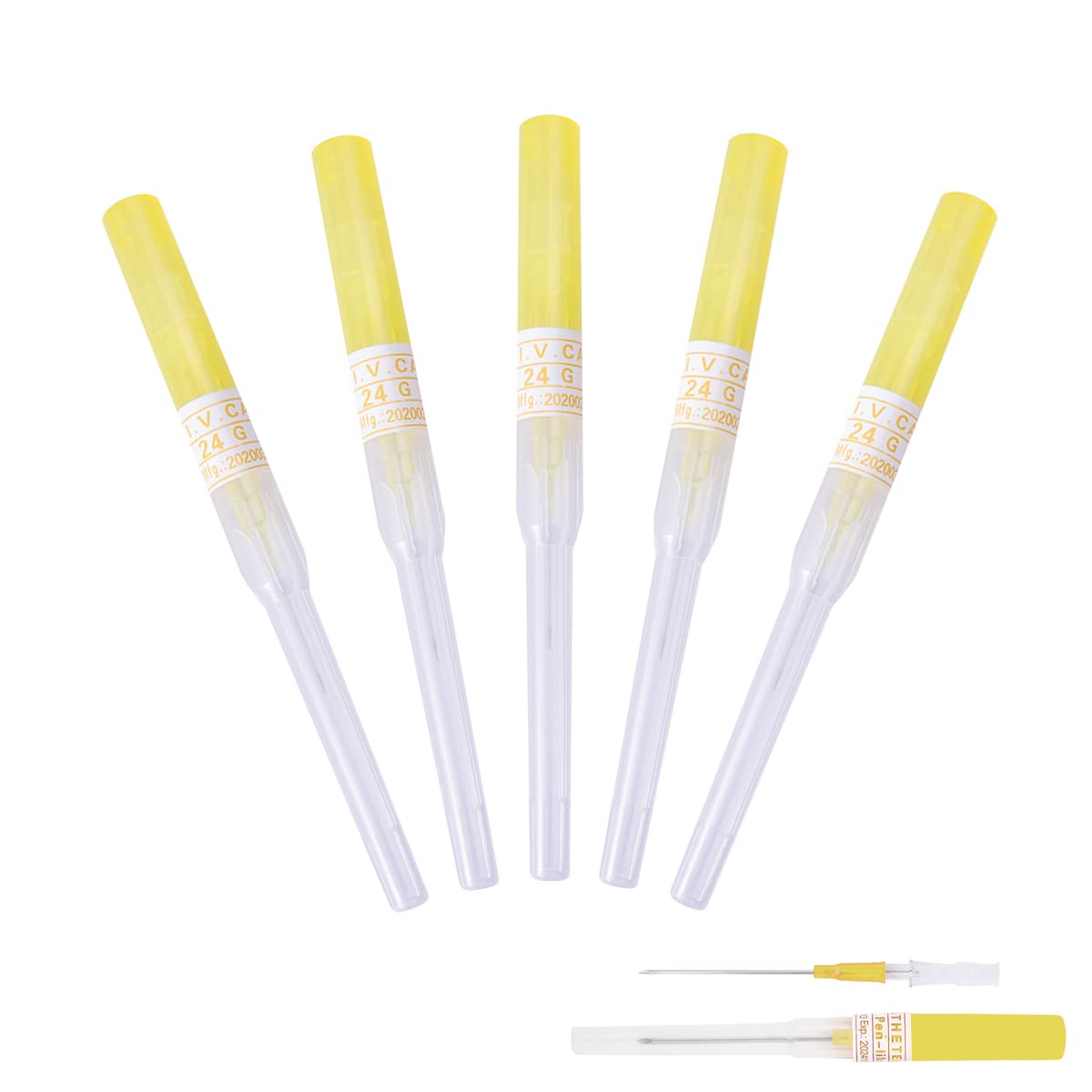 Amazon.com: Catheter Needles 20Pcs 24G Nose Piercing Needle IV Catheter ...