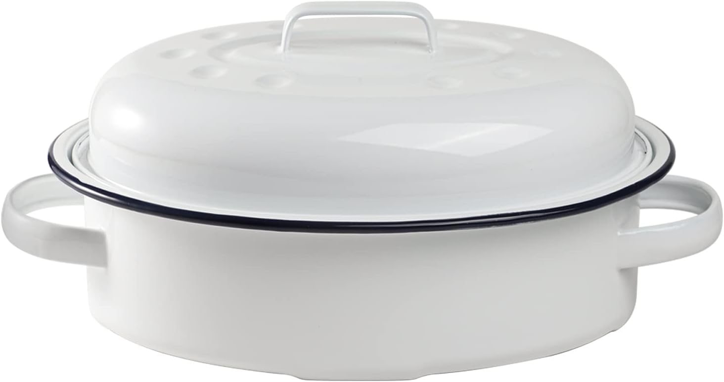 Amazon.com: Webake Enameled Roasting Pan with Lid, Covered Roaster Pan ...