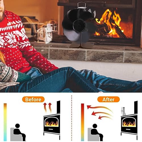 HshDUti Log Burner Fan Wood Stove Fan Small,6 Blades Wood Burning Stove ...