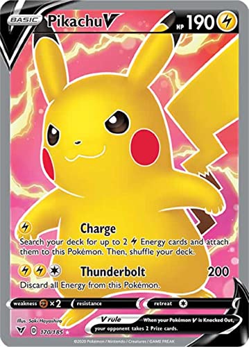 Pikachu V 170/185 Full Art Ultra Rare Pokemon Card (SWSH04 Vivid ...