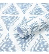 Guvana Geometric Contact Paper Blue Peel and Stick Wallpaper Trellis ...