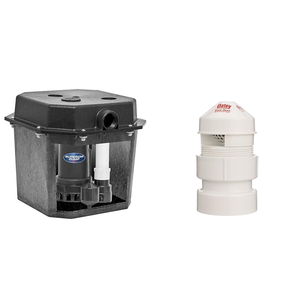 Superior Pump 92072-U 1/3 HP Remote Sink Drain Pump System, Black ...