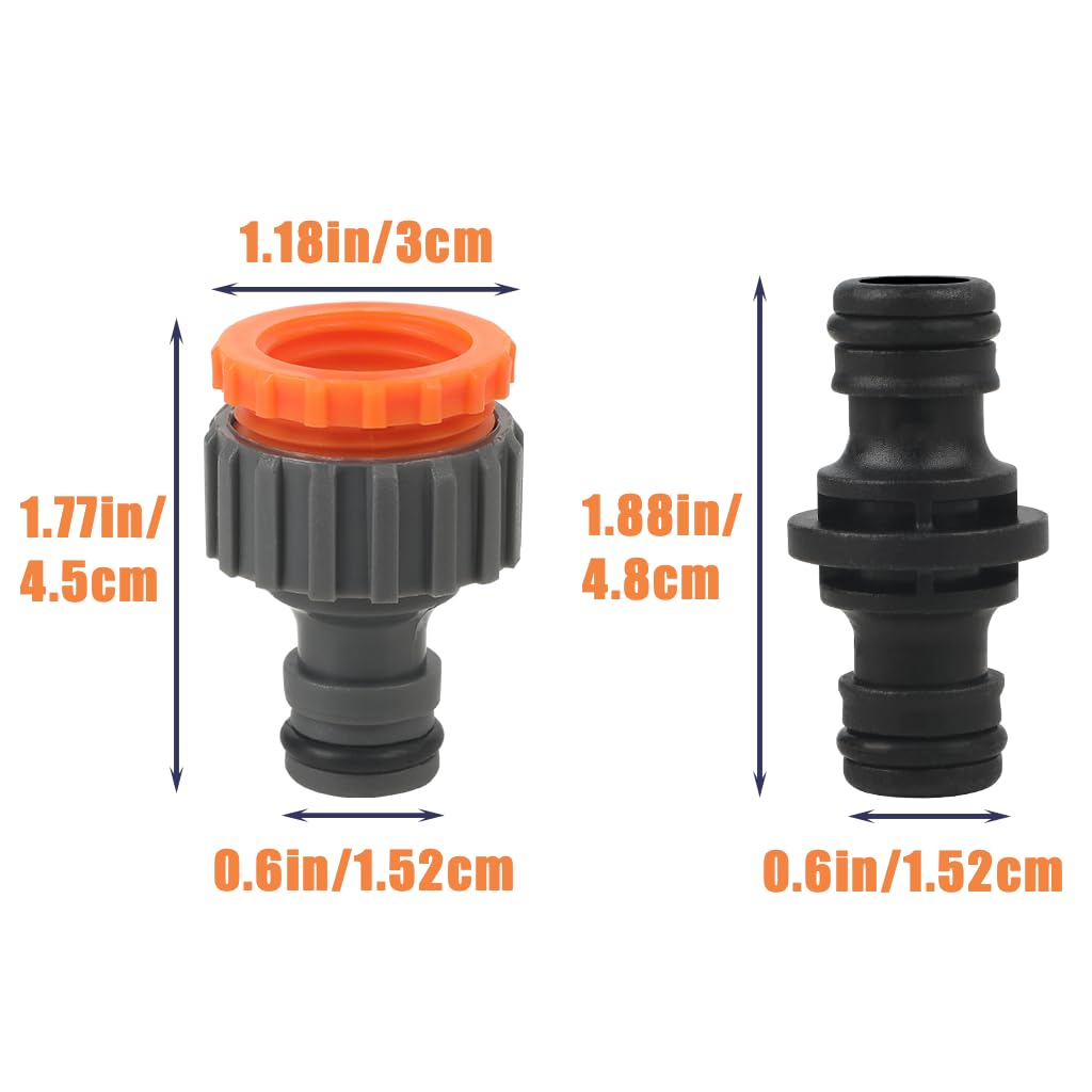 Set of 5 Hose Connector Set | 1/2″ 3/4″ Hose Tap Connector Double Male ...