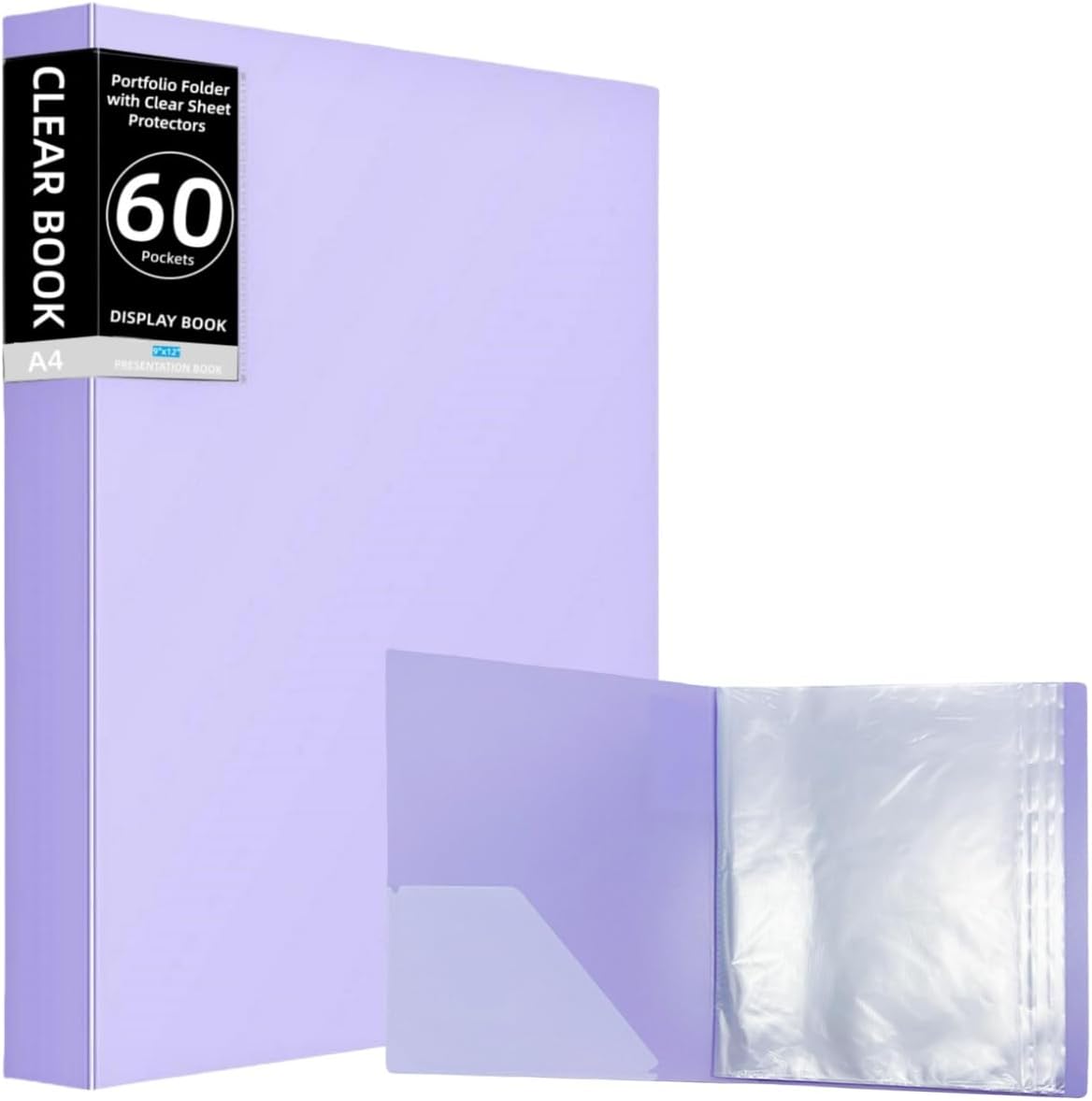 Amazon.com : Binder with 60 Plastic Sleeves, Display 120 Pages Book ...