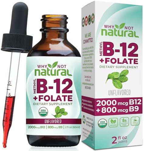 Amazon.com: Why Not Natural Vitamin B12 Liquid Plus Folate - Organic ...