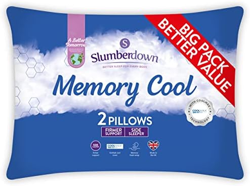 Slumberdown Memory Cool Foam Pillow 1 Pack - Firm Support Side Sleeper ...