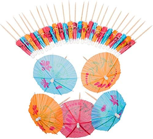 Pack of 50 Palm Tree Picks Cocktail Stick Decorations 6 Colours ...