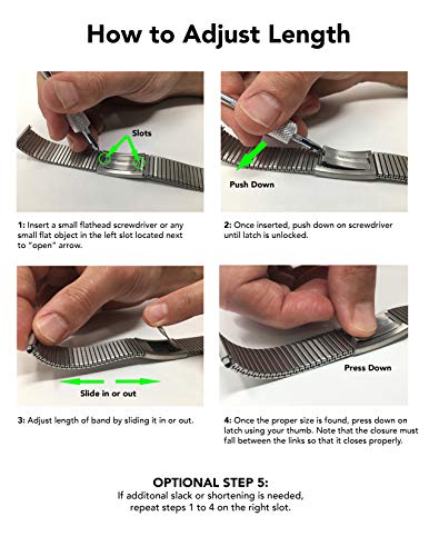 Bandini 22mm Silver Tone Stainless Steel Stretch Watch Strap for Men ...