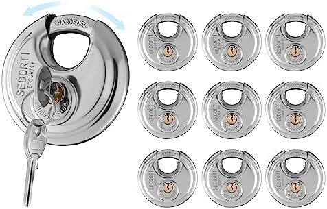 SEDORTI 10-Pack Discus Padlocks Keyed Alike, 2-3/4 inch Wide, Stainless ...