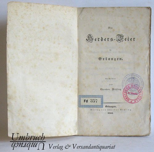 Die Herders-Feier in Erlangen. : Bläsing, Theodor: Amazon.de: Bücher
