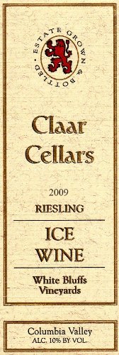2009 Claar Cellars Estate White Bluffs Vineyard Riesling Ice Wine 375 ...