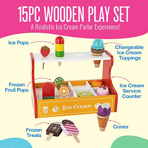 Toy Chest Nyc Wooden Ice Cream Parlor Playset for Kids 3 Years and Up ...