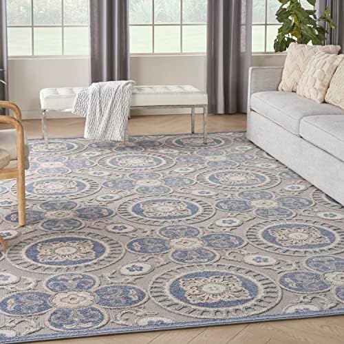 Amazon.com: Nourison Home Aloha Blue Grey 7' x 10' Area Rug - Easy ...