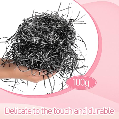 100g Black Shredded Tissue Paper Glitter Raffia Crinkle Cut Paper Shred ...