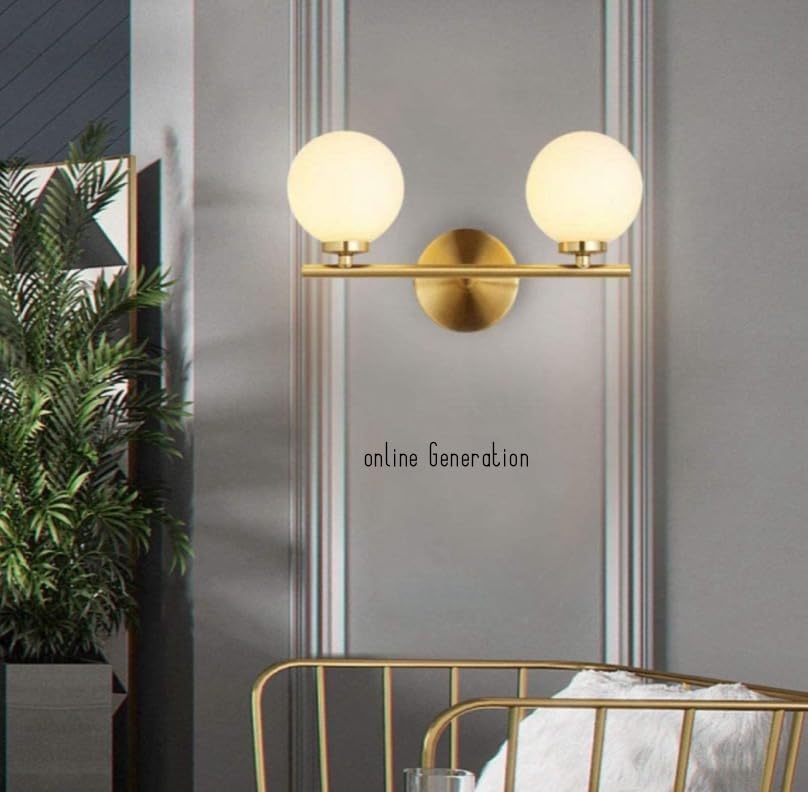 Online Generation 2 Light Mid-Century Wall Sconce Golden Wall Lamp with ...