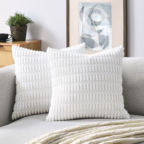 Amazon.com: Volcanics Pack of 2 Pure White Decorative Throw Pillow ...