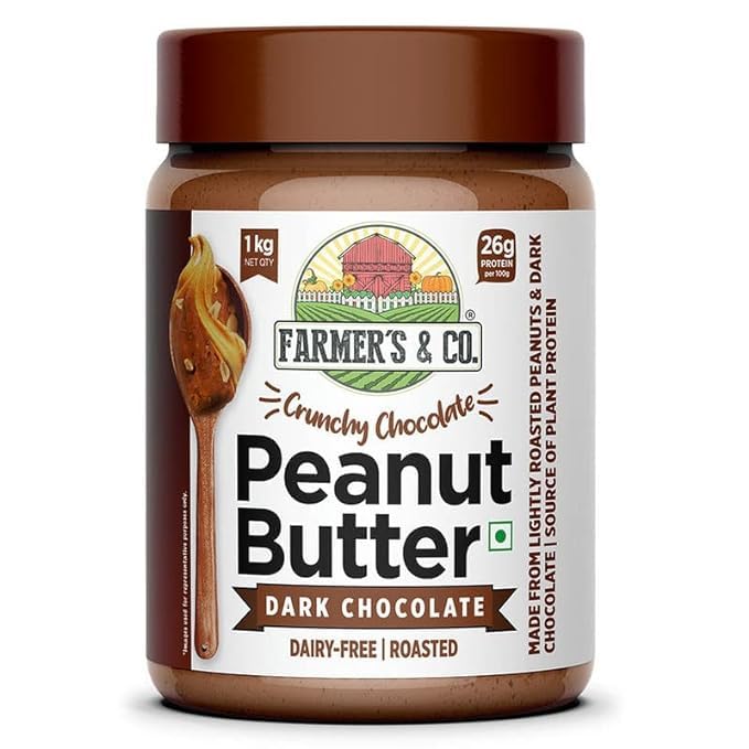 FARMERS & CO. Chocolate Crunchy Peanut Butter 1Kg | 26gm Protein ...