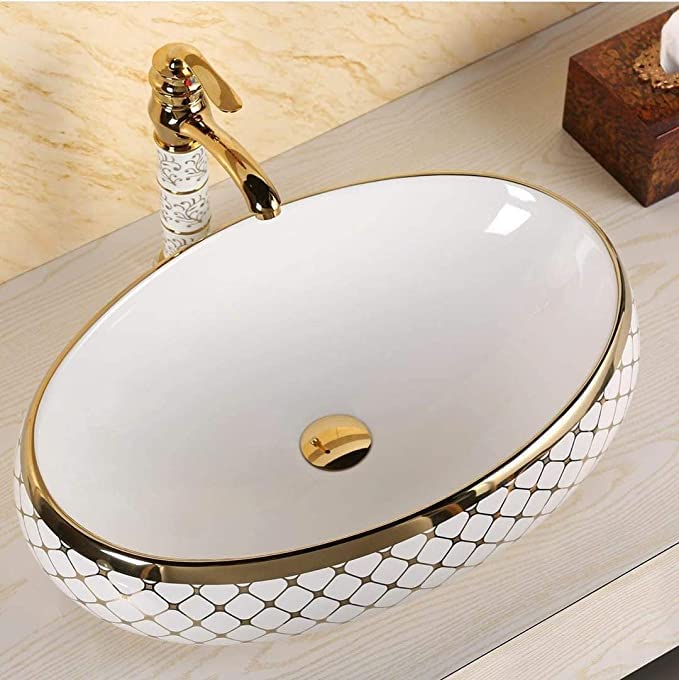 Wash Basin Vessel Sink/Over Counter Wash Basin for Bathrooms : Amazon ...