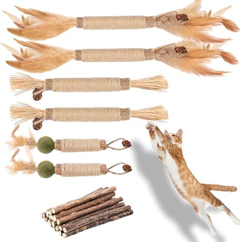 GIAPINST 6 Silvervine Sticks for Cats, 15PCS Natural Catnip Chew Toys ...