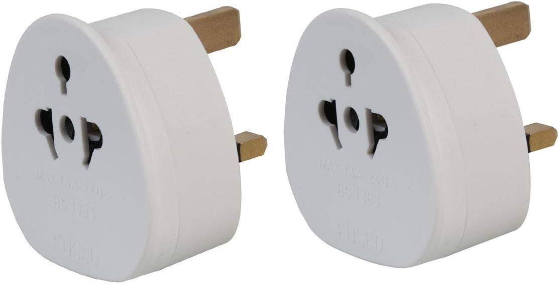 EUROPEAN TO UK TRAVEL ADAPTER, 2 TO 3 PIN TRAVEL PLUG/ADOPTER 3 PIN ...