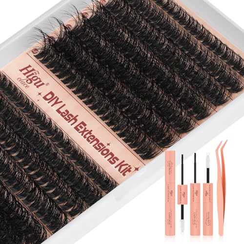 Higu clace Lash Clusters Kit 60D+80D, Cluster eyelash extensions Mix 10 ...