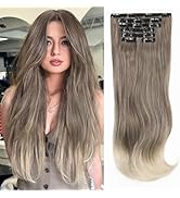 Amazon.com : ALXNAN Clip in Hair Extensions, Hair Extensions Thick Long ...