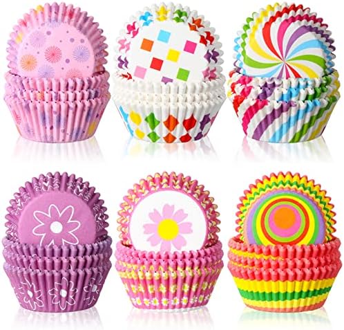 Amazon.com: Dtzzou Colorful Paper Baking Cups, Rainbow Cupcake Liners ...