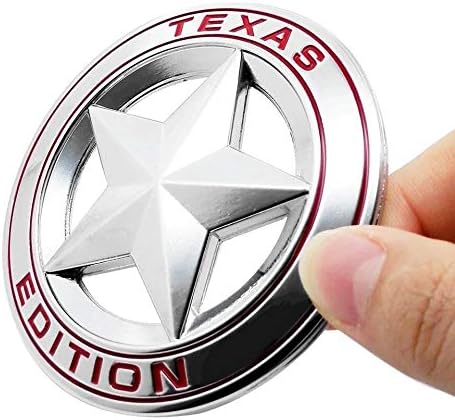 Silver RED 1PC, Texas Edition Logo. (8 x 8cm) Car Bike Metal Star Texas ...