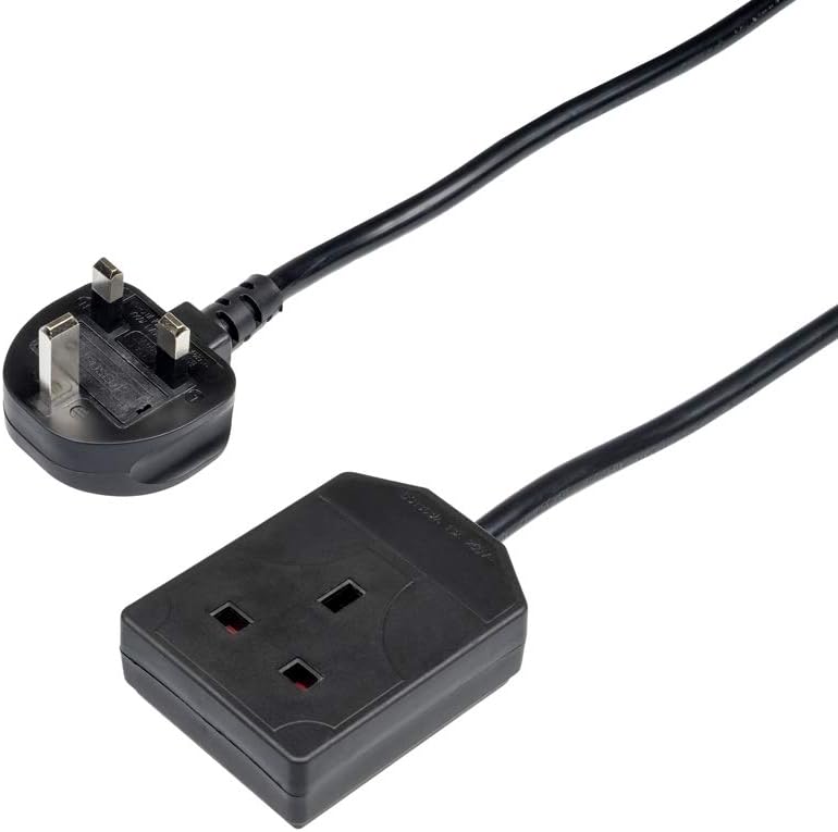 Invero® 1 Way Gang Single Socket Power Mains Extension Lead Cable 15M ...
