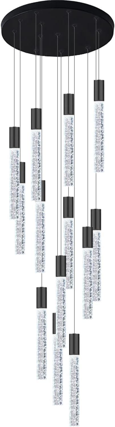 LIANGMH 9-Light Modern Pendant Light Fixture Dimmable LED 54W Black ...